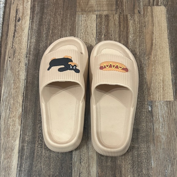 Temu | Shoes | Beige Slide Sandals With Fun Design | Poshmark